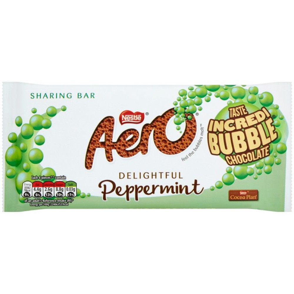 Aero Bubbly Peppermint 15 x 90g - Planet Candy - Ireland's Leading ...