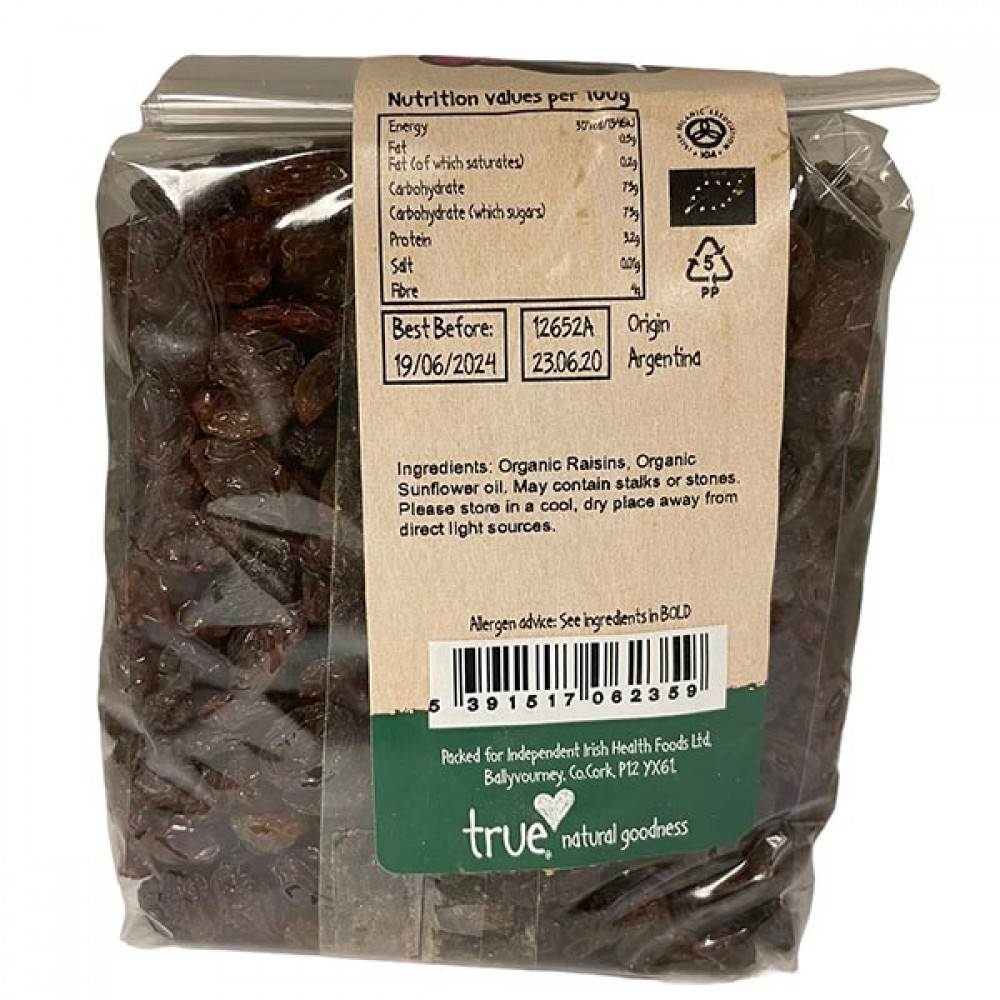 Organic Raisins 6 x 500g - Planet Candy Online Sweet Shop